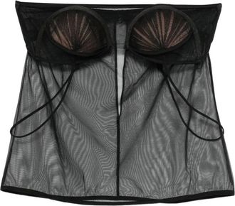 Nensi Dojaka débardeur à effet de transparence - Noir