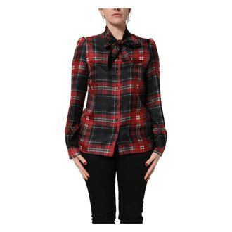 Dolce & Gabbana Lang&auml;rmlige Bluse mit Bindekragen - - Blouses & Shirts - Damen - Mehrfarbig - M