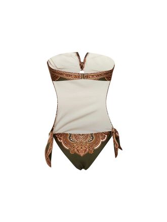 Zimmermann Womens One-Piece Swimsuit Mahon Olive Paisley Multicolour Polyamide Swimwear Sea Clothing