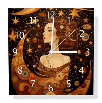 Wallario Design-Wanduhr Kosmische Eleganz aus Glas, Motiv-Uhr Größe 30 x 30 cm, weiße Zeiger
