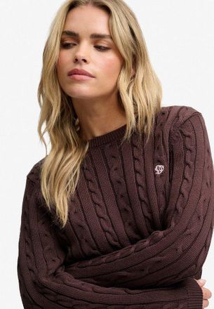 Superdry Strickpullover ESSENTIALS SD&CO CABLE JUMPER Kunstfaser, relaxed fit