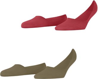 Burlington Damen Füßlinge Everyday Multipack W In Baumwolle unsichtbar einfarbig 2 Paar, Rot Coral Red 8542, 41-42