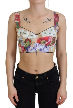 Dolce & Gabbana Floral-Print Cropped Bustier Top - Multicolor