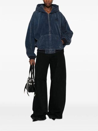 Alexander Wang Hooded Acid-Wash Denim Jacket - Blue