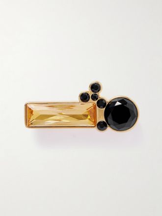 Jil Sander Goldfarbene Brosche Mit Kristallen