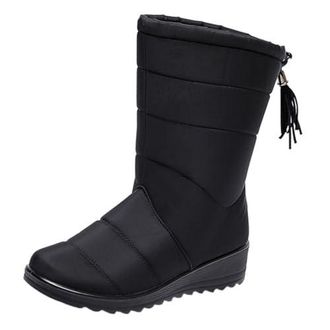 IFUNDOM Bottes Montantes Femme Noires Taille 36 &agrave; Semelle &Eacute;paisse Antid&eacute;rapante Bottes de Neige Imperm&eacute;ables Chaudes pour Hiver Bottines Fourr&eacute;es Confortables