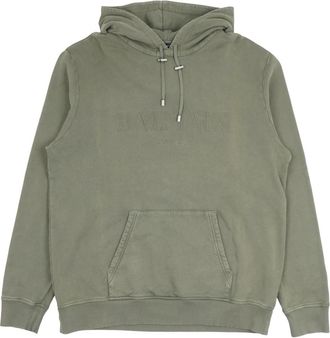 Balmain Homme, Sweatshirts et sweats &agrave; capuche, Vert, Taille: M Vintage Embroidered Sweat &agrave; capuche
