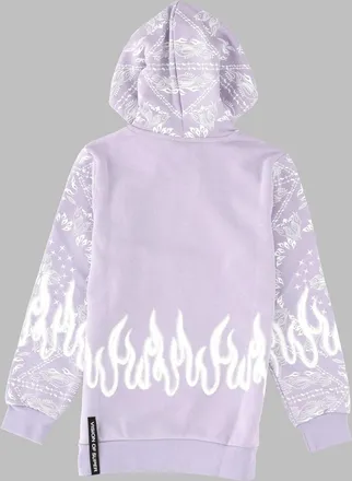 Vision Of Super Bandana Print Cotton Hoodie - Purple