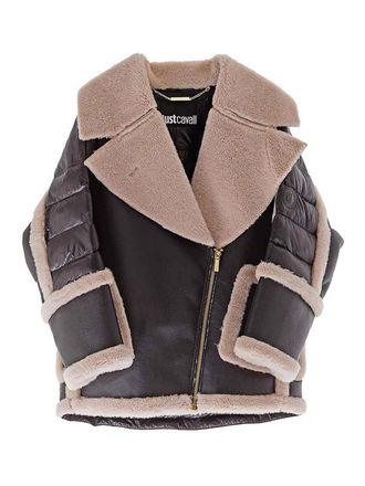 Just Cavalli Manteau En Cuir - Noir