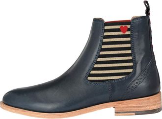 Crick It CRICKIT Chelsea Boot Damen SUVI | Klassischer Chelsea Boot mit Streifen und Herzchen für Damen aus 100% Leder | Herz mit Streifen