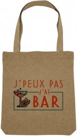 Fabulous Sac Shopping Tote Bag Aspect Lin - JPeux Pas Jai Bar Alcool Picole Humour Ap&eacute;ro - Sac de Courses Toile Epaisse 360g Beige Naturel Cabas Port&eacute; Epaule S