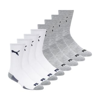 Puma Herren 8 Pack Athletic Cushioned Crew Socks Sportsocken, Wei&szlig;/Grau, 43-47 EU