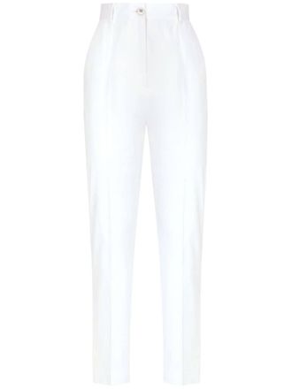Dolce & Gabbana pantalon en gabardine à taille haute - Blanc