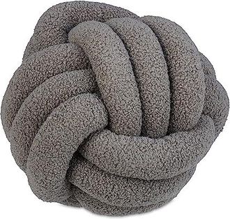 Relaxdays Knotenkissen, dekoratives Plüschkissen für Sofa & Bett, Kissen Ball aus weichem Material, Ø 25 cm, dunkelgrau