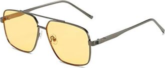 Generic Lunettes de soleil à monture carrée en métal pour hommes et femmes, lunettes de soleil tendance UV400 pour conduite en plein air, cadeau (couleur : F,