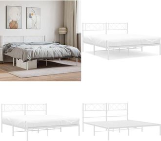 vidaXL Cadre de lit métal sans matelas et tête de lit blanc 140x190 cm - Cadre De Lit Metal - Lit Double - Lit Blanc - Lit Moderne - Literie - Home & Living