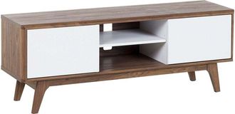 Beliani Beliani - Meuble tv en mdf Bois Fonc&eacute; avec 2 Portes Blanches et Etag&egrave;re Centrale Rochester