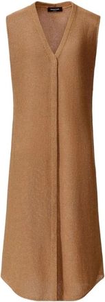 Fabiana Filippi Femme, Vestes, Brun, Taille: 38 FR Gilet Cardigan en Coton et Lin avec Sequins