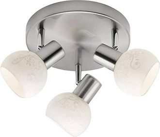 Brilliant Lampe Bona Spotrondell 3flg eisen/weiß | 3x D45, E14, geeignet für Tropfenlampen (nicht enthalten) | Köpfe schwenkbar
