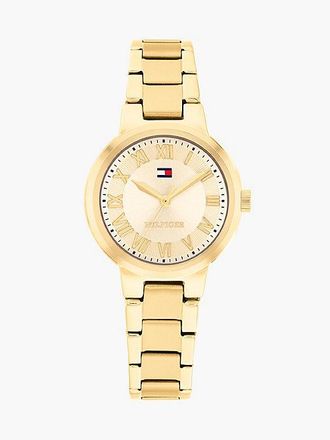 Tommy Hilfiger Montre &agrave; maillons plaqu&eacute; or et cadran champagne