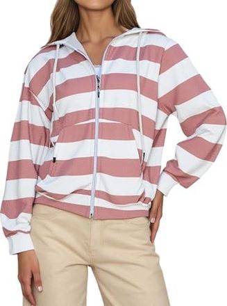 Generic Vestes pour femmes 2026 pull &agrave; fermeture &eacute;clair pour femmes sweatshirts surdimensionn&eacute;s tenues dautomne 2024 ajust&eacute; confortable, rose clair, 4XL