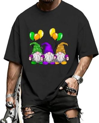 Generic T-shirt Mardi Gras pour homme - Nain de nain &agrave; col rond mignon T-shirt de carnaval tendance graphique T-shirt d&eacute;contract&eacute; &agrave; manches courtes pour vacan