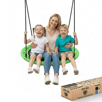SereneLife Nestschaukel Gr&uuml;n 100 cm - Runde H&auml;ngeschaukel f&uuml;r Kinder & Erwachsene mit gepolstertem Rahmen & wetterfestem Stoff F&uuml;r Garten & Zimmer, 270 kg tragba
