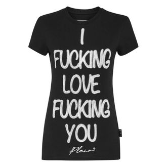 Philipp Plein Femme, Tops, Noir, Taille: 36 FR T-Shirt Pure avec Cristaux