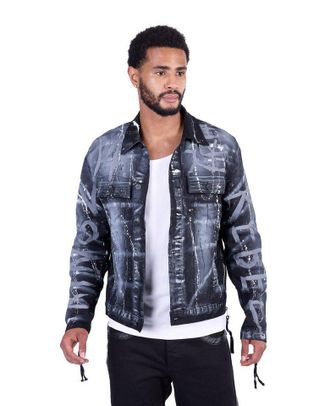 Kingz Jeansjacke Schwarze Designer Jeansjacke von KINGZ Schwarz S