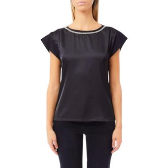 Liu Jo Femme, Tops, Noir, Taille: 40 FR T-shirt 100%co