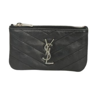 Saint Laurent Pre-owned Monogram Glattes Kalbsleder M&uuml;nzetui - - Pre-owned - Damen - Schwarzk - ONE SIZE