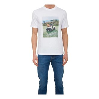 Jacob Cohen Geripptes Rundhals Wei&szlig;es T-Shirt - - Tops - Herren - Wei&szlig; - XL