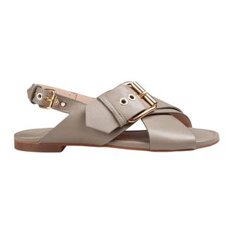 AGL Agl, Femme, Chaussures, Gris, Taille: 37 EU Sandale en cuir &agrave; brides crois&eacute;es