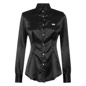 Philipp Plein Seidenhemd mit gepolsterten Schultern - - Blouses & Shirts - Damen - Schwarzk - S