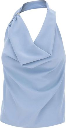 Kaos Kaos, Femme, Tops, Bleu, Taille: 38 FR Draped Shawl Collar Blouse