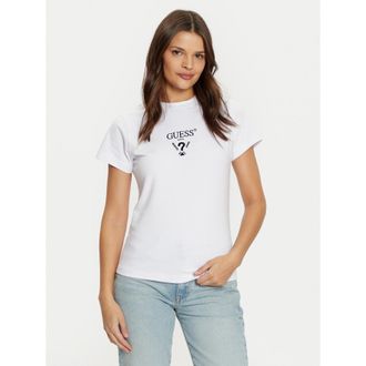 Guess T-Shirt V4YI21 KCDH1 Wei&szlig; Slim Fit