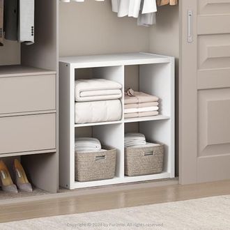 Furinno Cubic Étagère de Rangement Polyvalente Ouverte pour Vêtements et Placard, 4 Cubes, Blanc