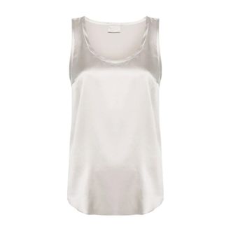 Brunello Cucinelli Femme, Tops, Blanc, Taille: 42 FR Top en satin de soie