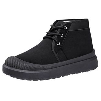 Generic Bottes de neige thermiques doubl&eacute;es de fourrure pour homme - Chaussures dhiver &agrave; lacets &eacute;paisses et plates - Durables - Antid&eacute;rapantes - Chaudes - Cha