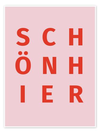 Posterlounge Sch&ouml;n Hier II Poster von Typobox 50 x 70 cm Pink Wandbilder Wanddeko