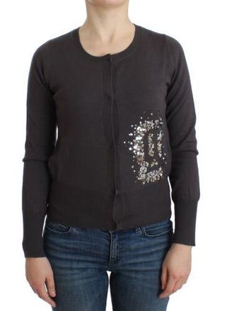John Galliano Lila Wolle Pailletten Cardigan Strickpullover