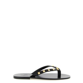 Valentino Garavani Homme, Chaussures, Noir, Taille: 42 EU Rockstud Thong Sandal