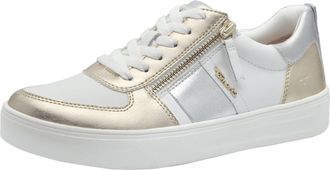 Tamaris Comfort Damen Sneaker flach mit Rei&szlig;verschluss Freizeit, Mehrfarbig (Gold/Silver), 41 EU
