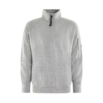 C.P. Company Diagonal Raised Fleece Half Zip Lens - - Sweatshirts & Hoodies - Herren - Grau - XL