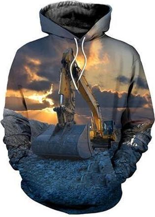 Keephen Hommes Sweat à Capuche imprimé en 3D Motif Tracteur Fashion Hommes Sweat-Shirt à Capuche, Sweat-Shirts Fantaisie avec Timon Poches