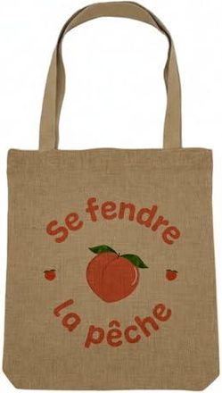Fabulous Sac Shopping Tote Bag Aspect Lin - Se Fendre la P&ecirc;che Enfant Expression Humour - Sac de Courses Toile Epaisse 360g Beige Naturel Cabas Port&eacute; Epaule So