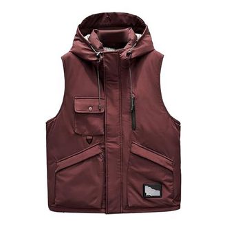 Generic Gilet matelass&eacute; &agrave; capuche pour homme - Grande taille - Veste softshell rembourr&eacute;e &agrave; capuche pour homme, Rouge, 10XL