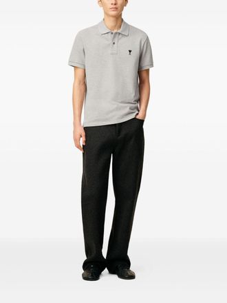 Ami Ami de Coeur Embroidered Cotton Polo - Heather Gray