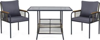 Giantex 3 teiliges Gartenset aus PE-Rattan, Bistroset mit 2 St&uuml;hlen & 1 Tisch, Gartem&ouml;bel Set mit Kissen, Sitzgruppe f&uuml;r 2 Personen, Outdoor Lounge f&uuml;r Hof, T