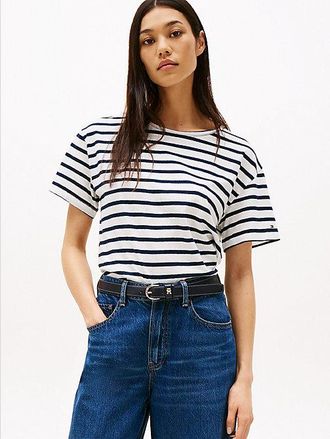 Tommy Hilfiger T-shirt décontracté ras-du-cou en lin mélangé